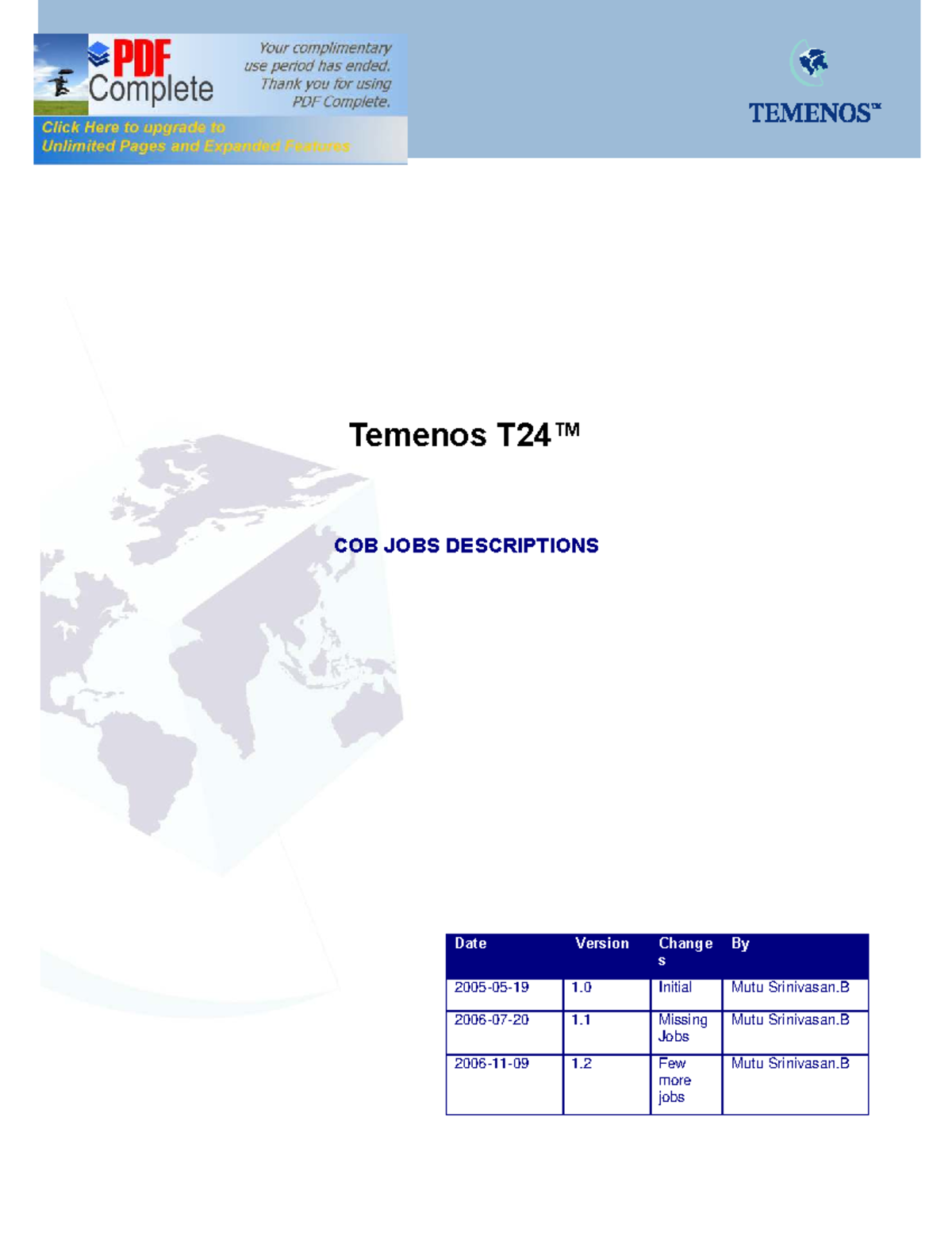 Temenos T24™ COB Batch Job Descriptions Overview - Studocu