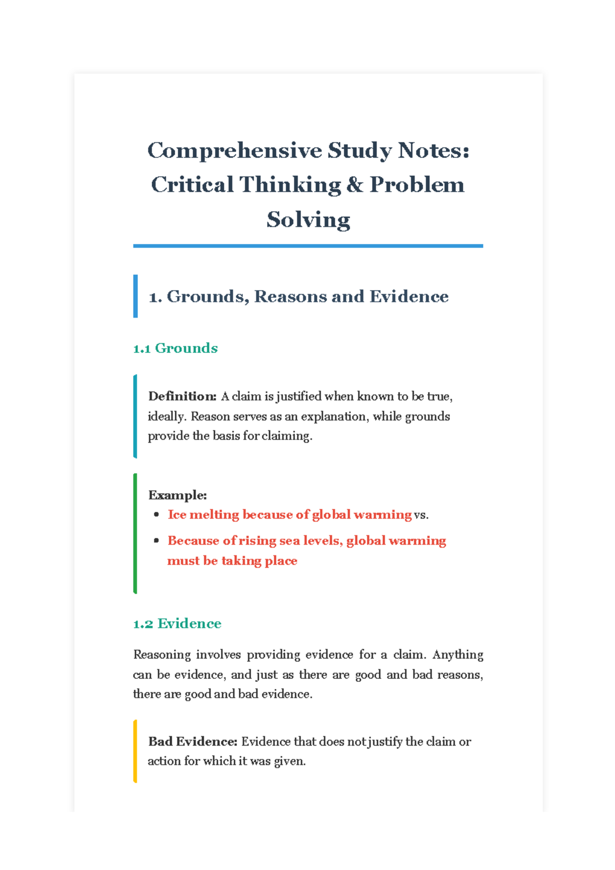 INF 113: Comprehensive Critical Thinking Study Notes - Studocu