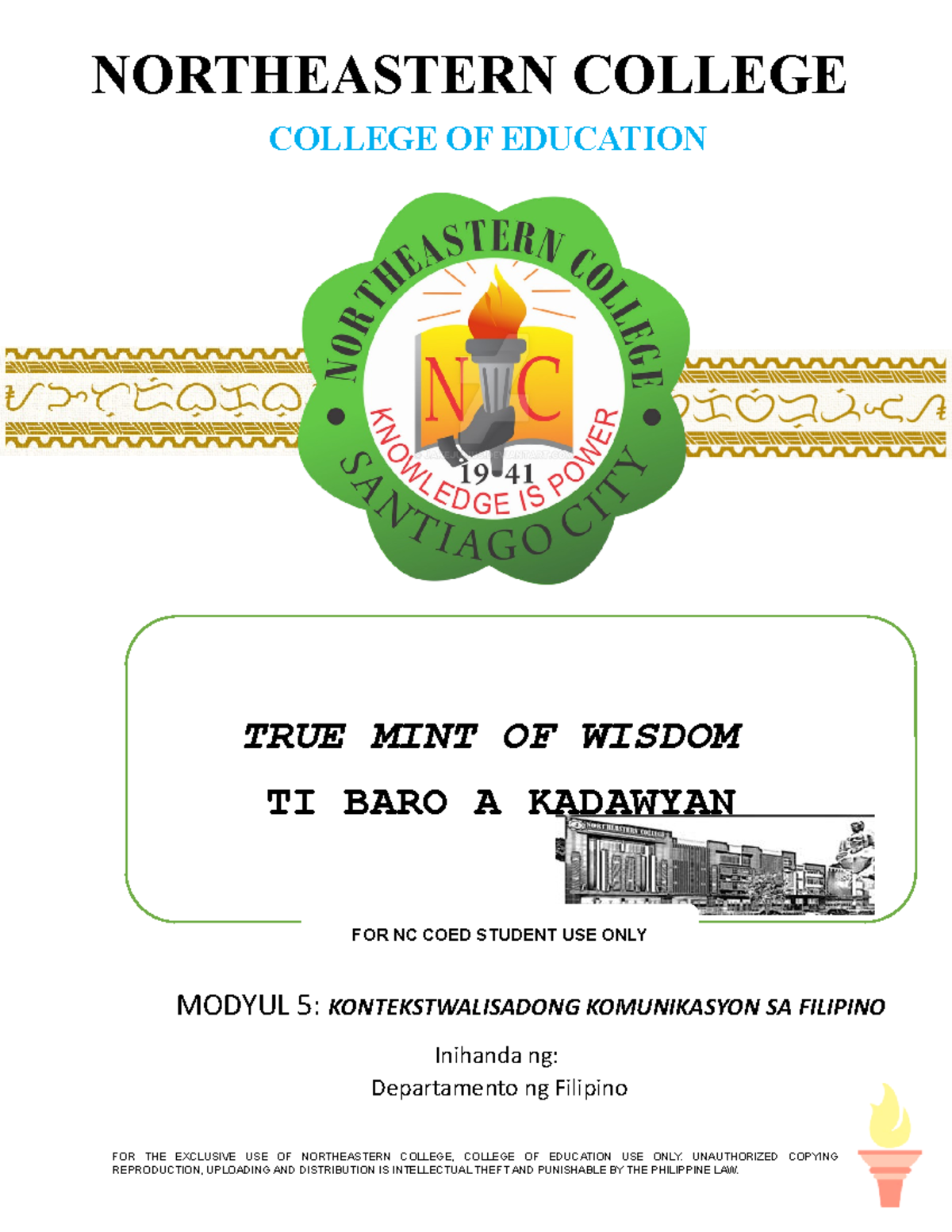 M5: Pagsusuri ng Batis at Hanguan ng Impormasyon sa Filipino - Studocu