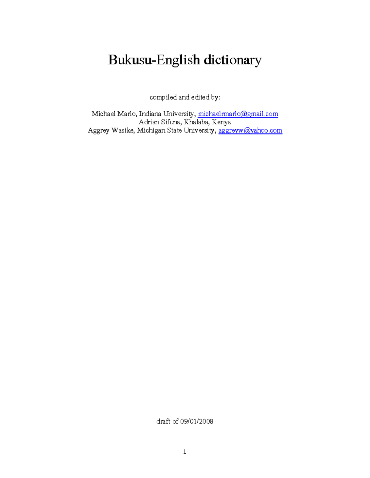 LUB 101: Draft of Bukusu-English Dictionary Compilation and Edits - Studocu