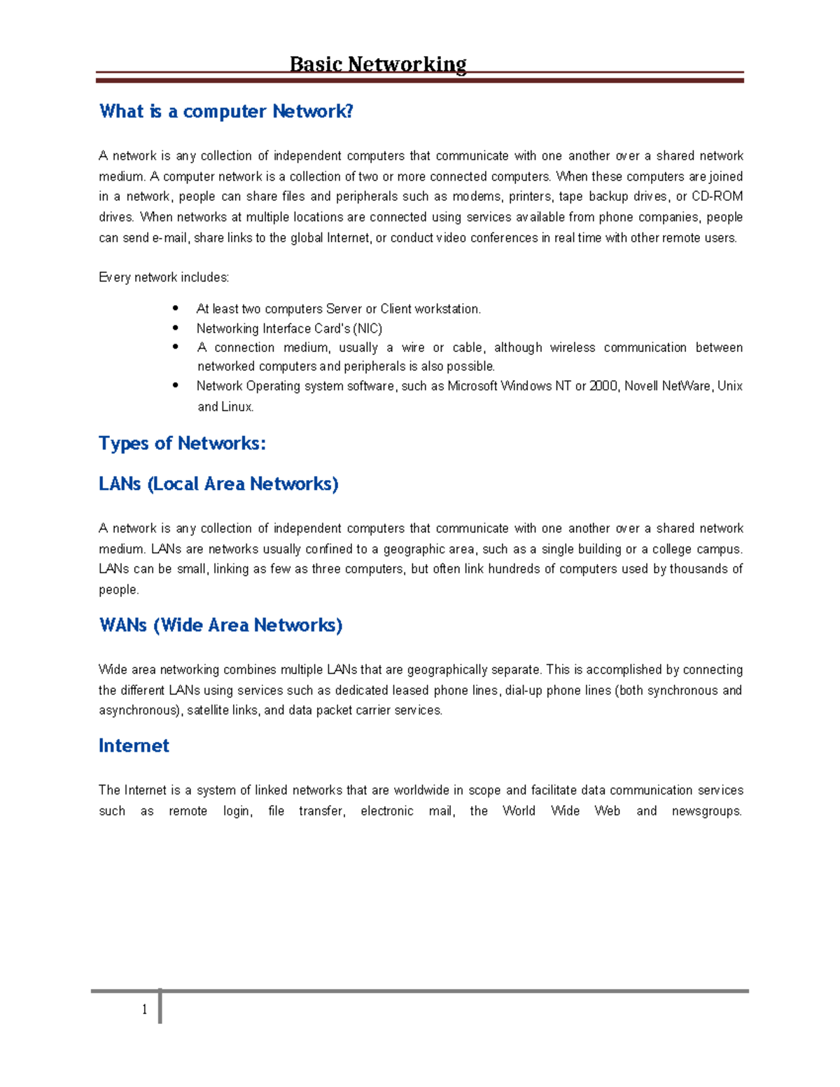 Basic Networking Tutorial: Understanding Computer Networks and Types - Studocu