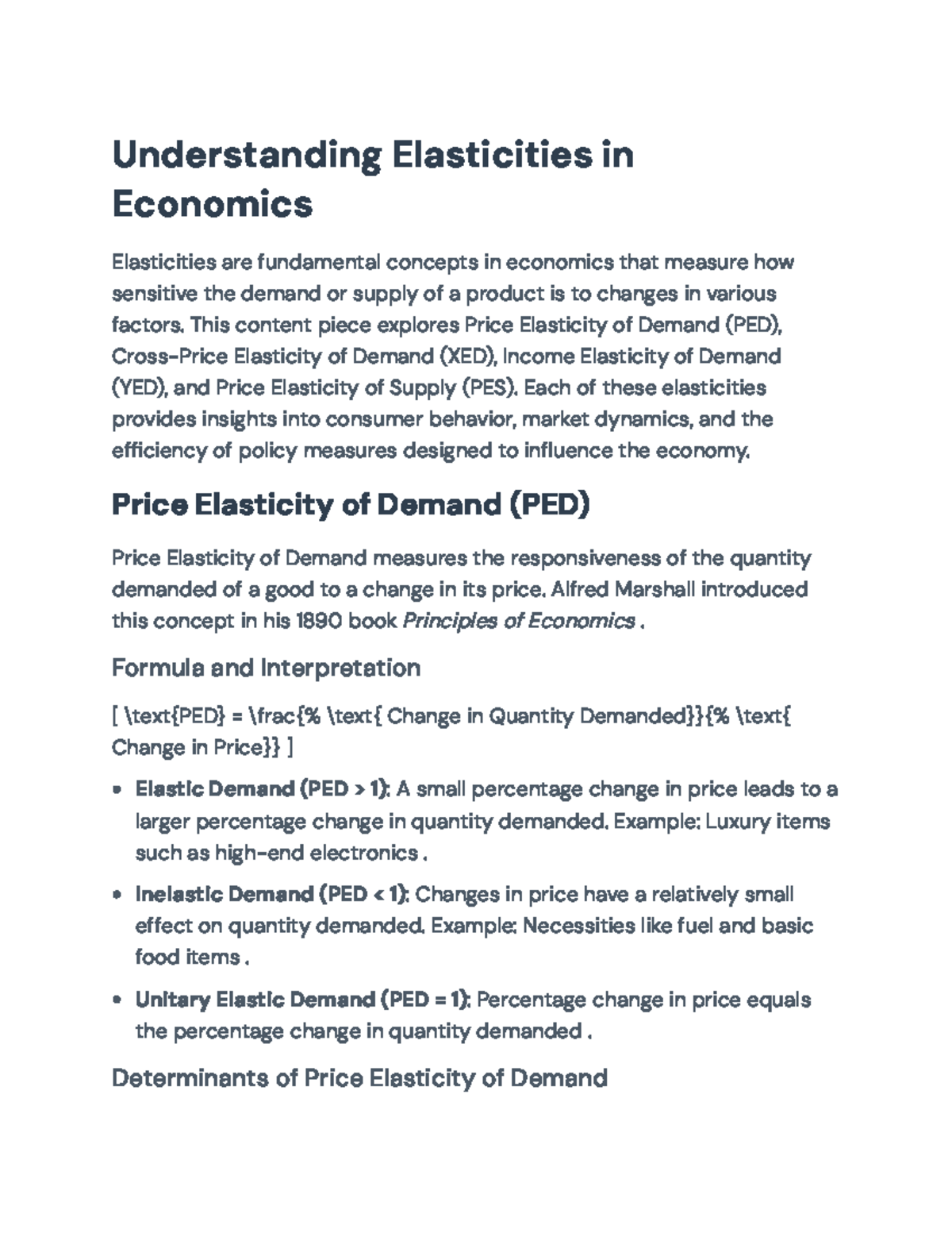 Understanding Elasticities in Economics: PED, XED, YED, and PES ...