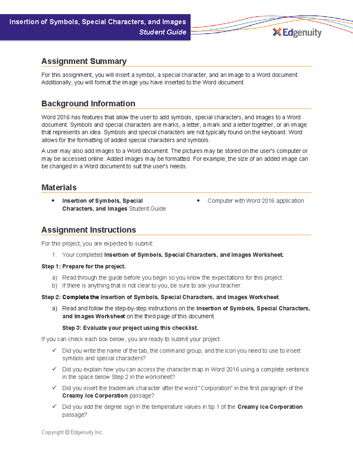 Hands-on Assignment: Inserting Symbols, Special Characters, and Images ...