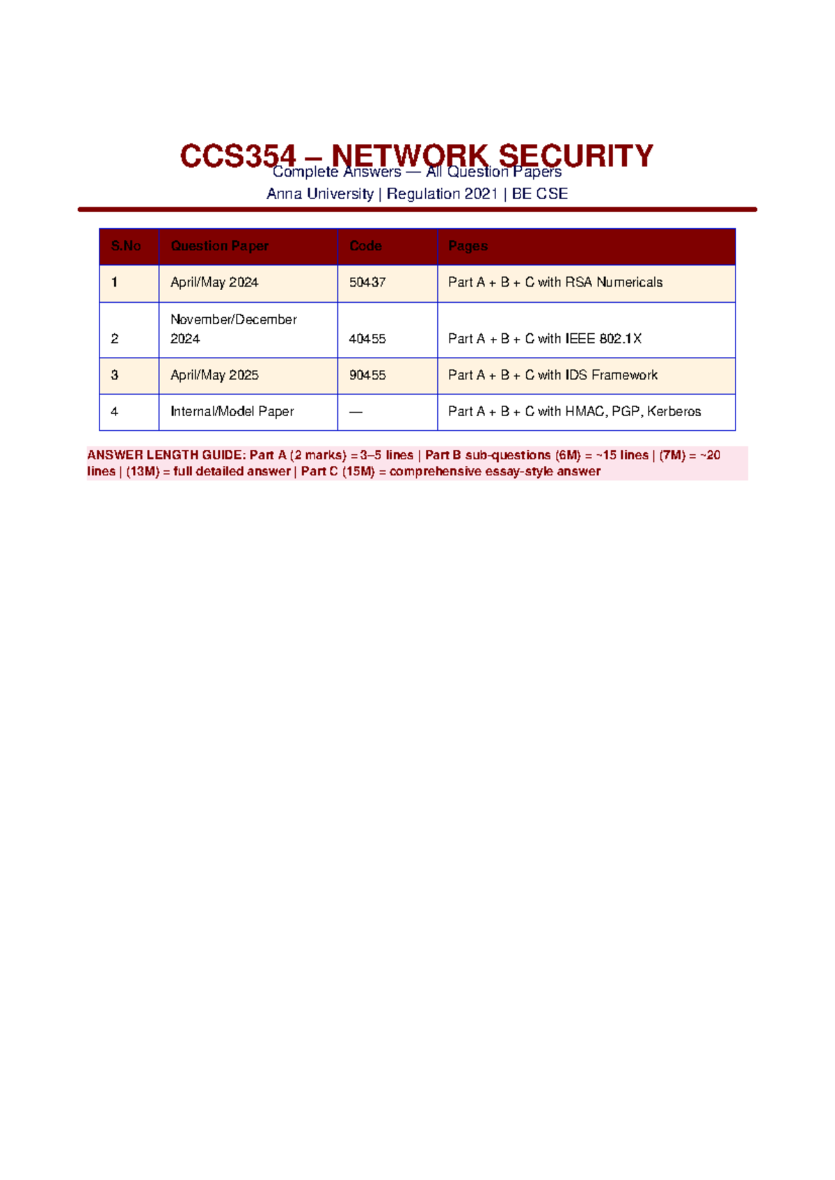 CCS354 NETWORK SECURITY Complete Answers to All Question Papers - Studocu