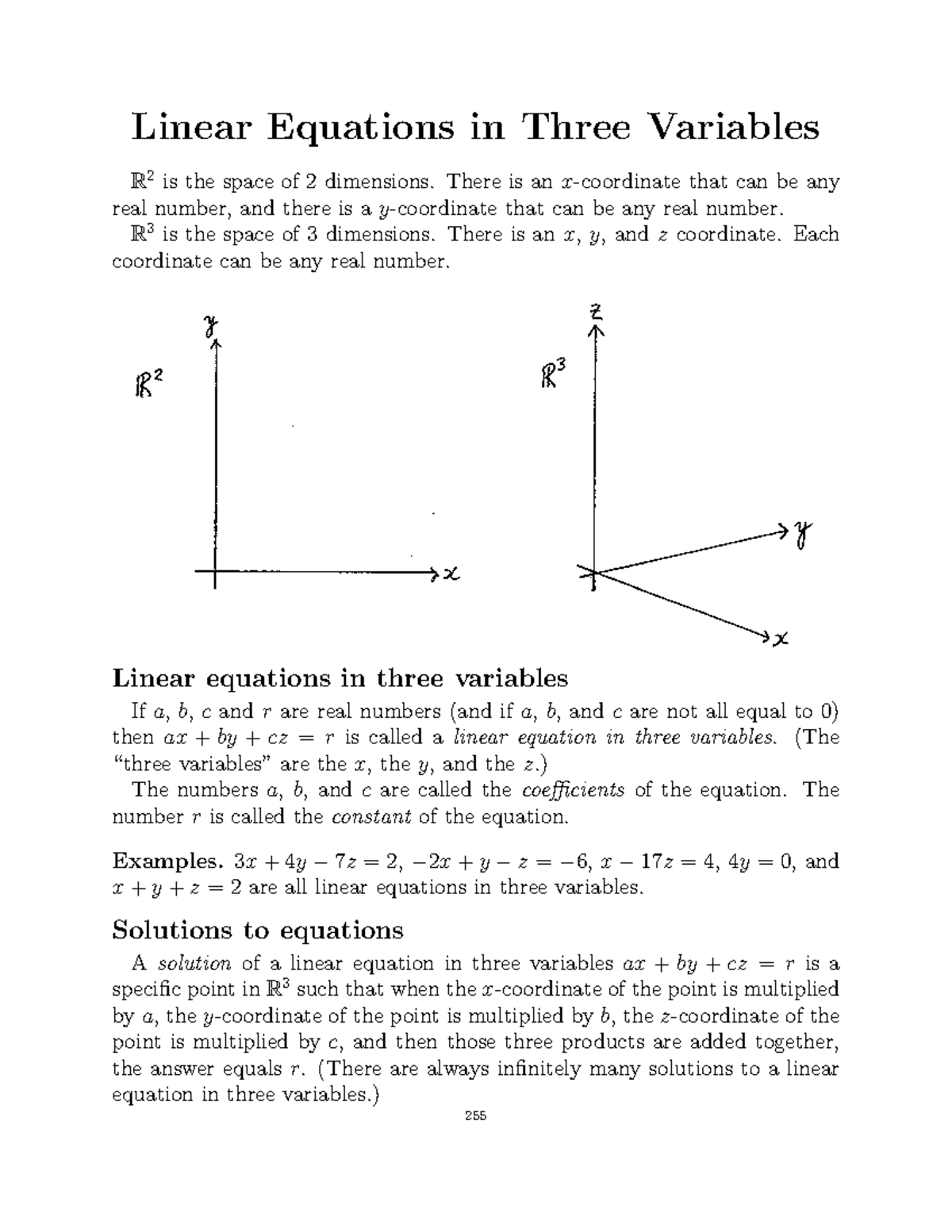LIN 1050 - Lecture Notes: Linear Equations in Three Variables - Studocu