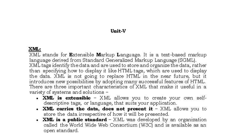 XML and Web Services Overview: Wp Unit V Study Guide - Studocu