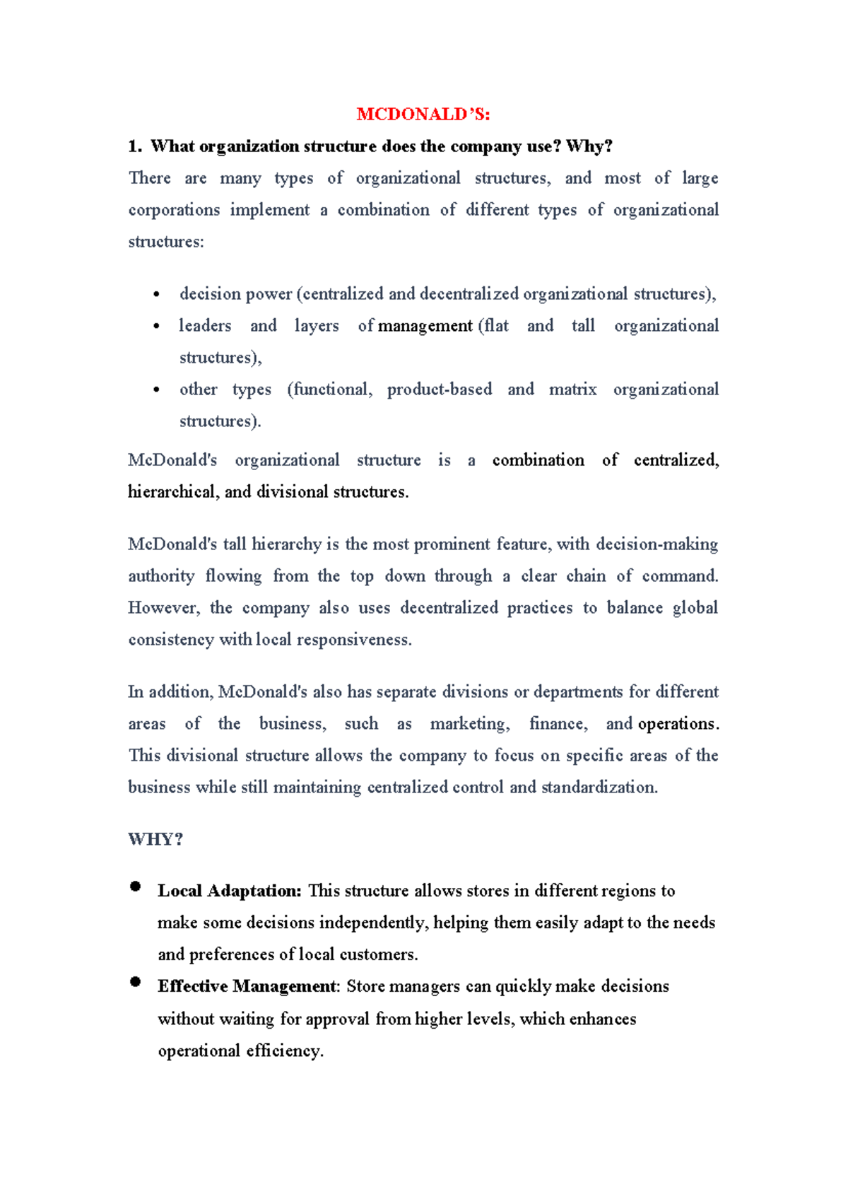 Organizational Structure Analysis of McDonald's: A Detailed Overview ...