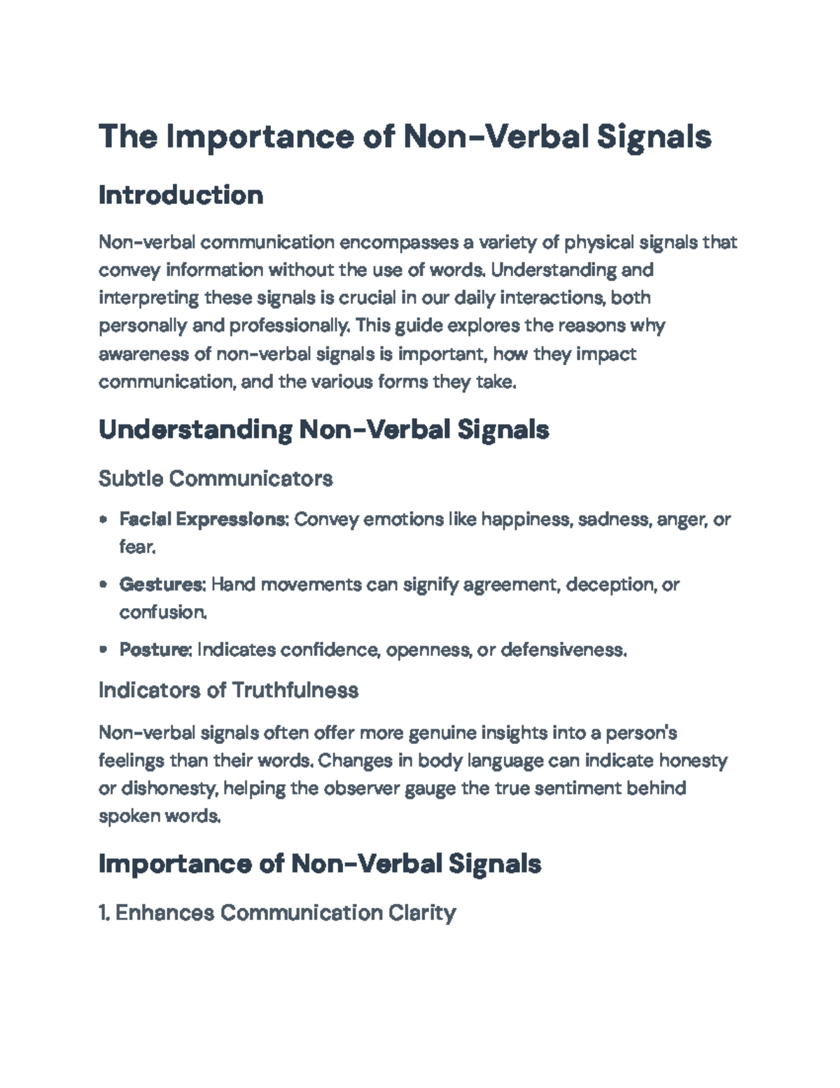 Understanding Non-Verbal Signals: Importance in Communication (COMM 101 ...