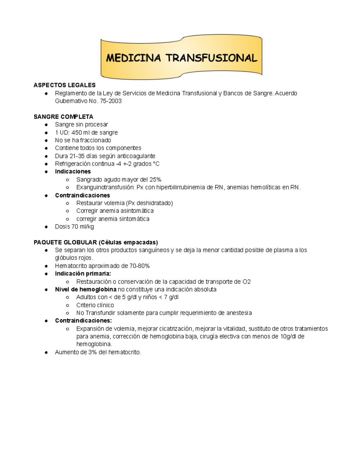 Aspectos Legales y Protocolos de Medicina Transfusional - MT101 - Studocu