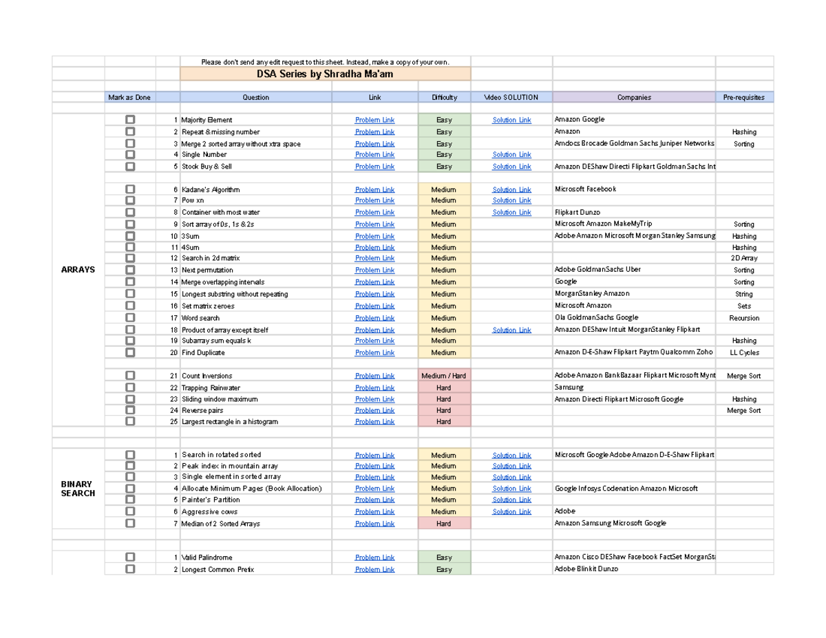 DSA Series: Array, String, and Search Problems Solutions (SDE) - Studocu