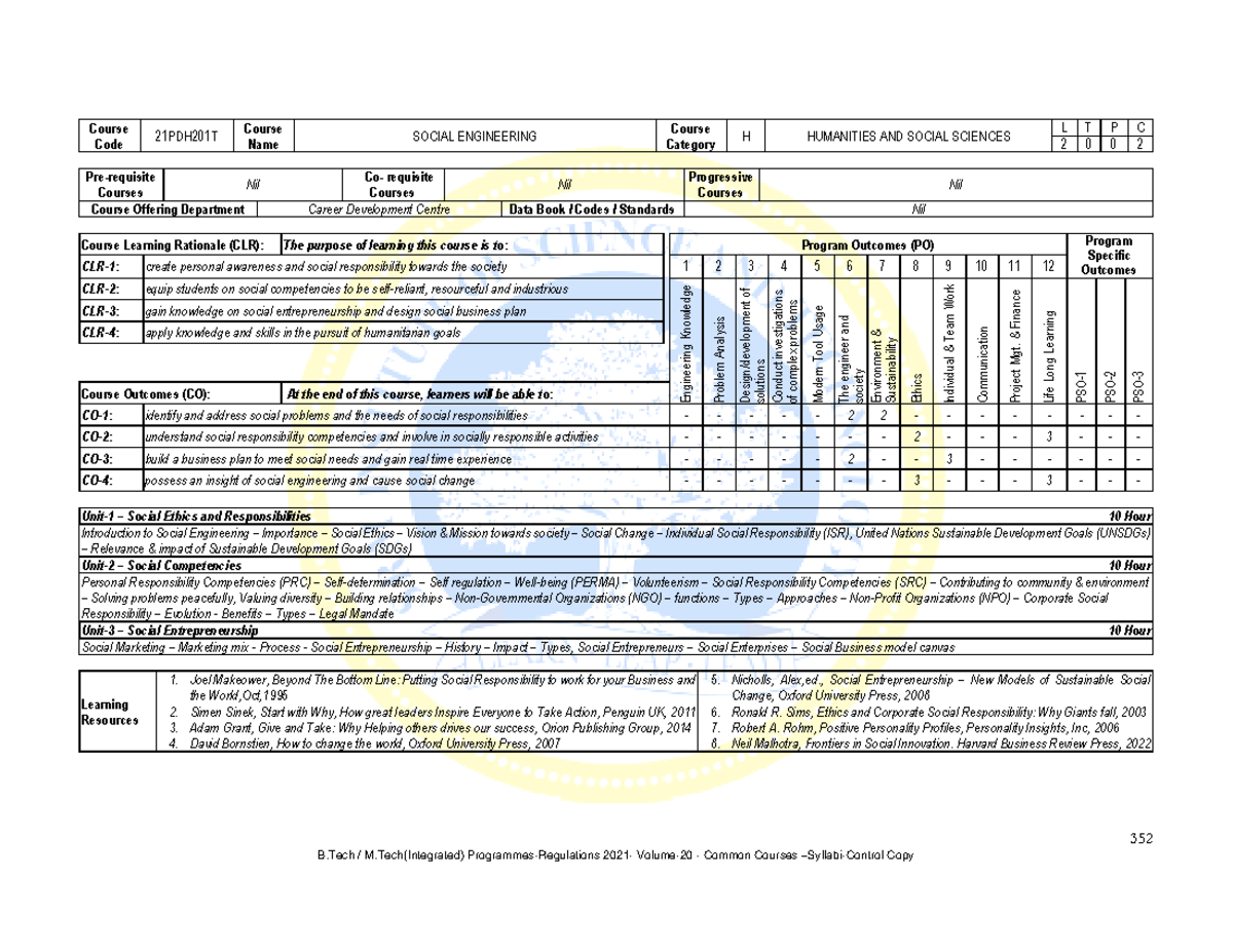 Social Engineering handout - 352 B / M(Integrated) Programmes ...