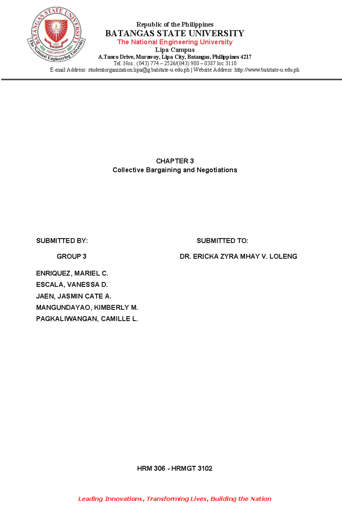 HRM 306 Chapter 3: Collective Bargaining and Negotiations Notes - Studocu