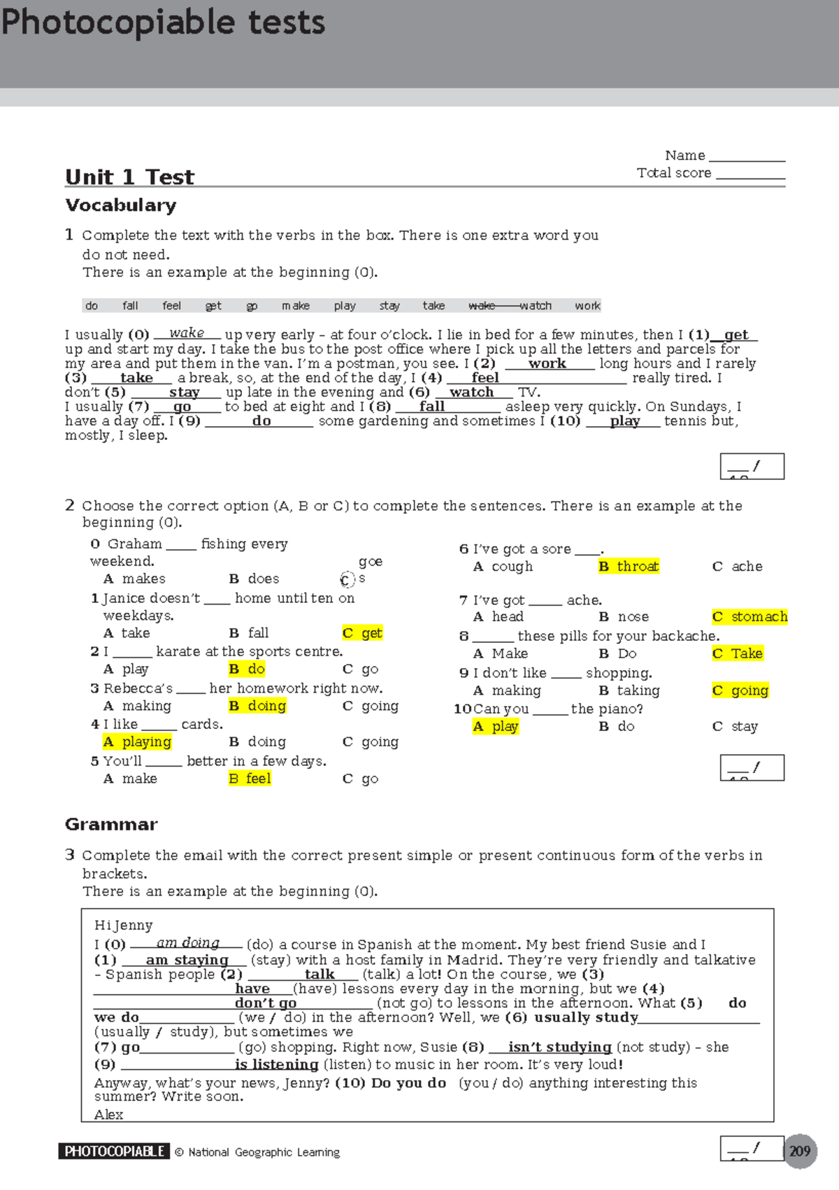 Pre-Intermediate Unit Tests: Vocabulary, Grammar & Reading Exercises ...