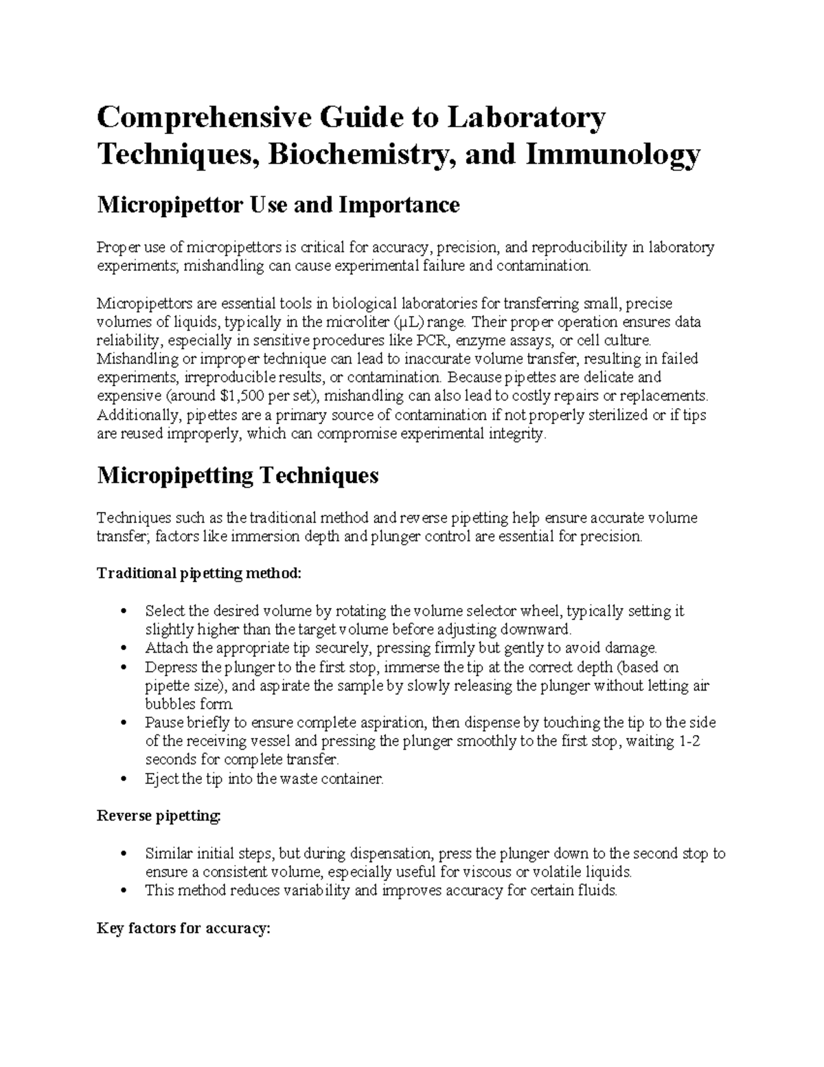 Comprehensive Guide to Lab Techniques & Immunology (BIOL 101) - Studocu