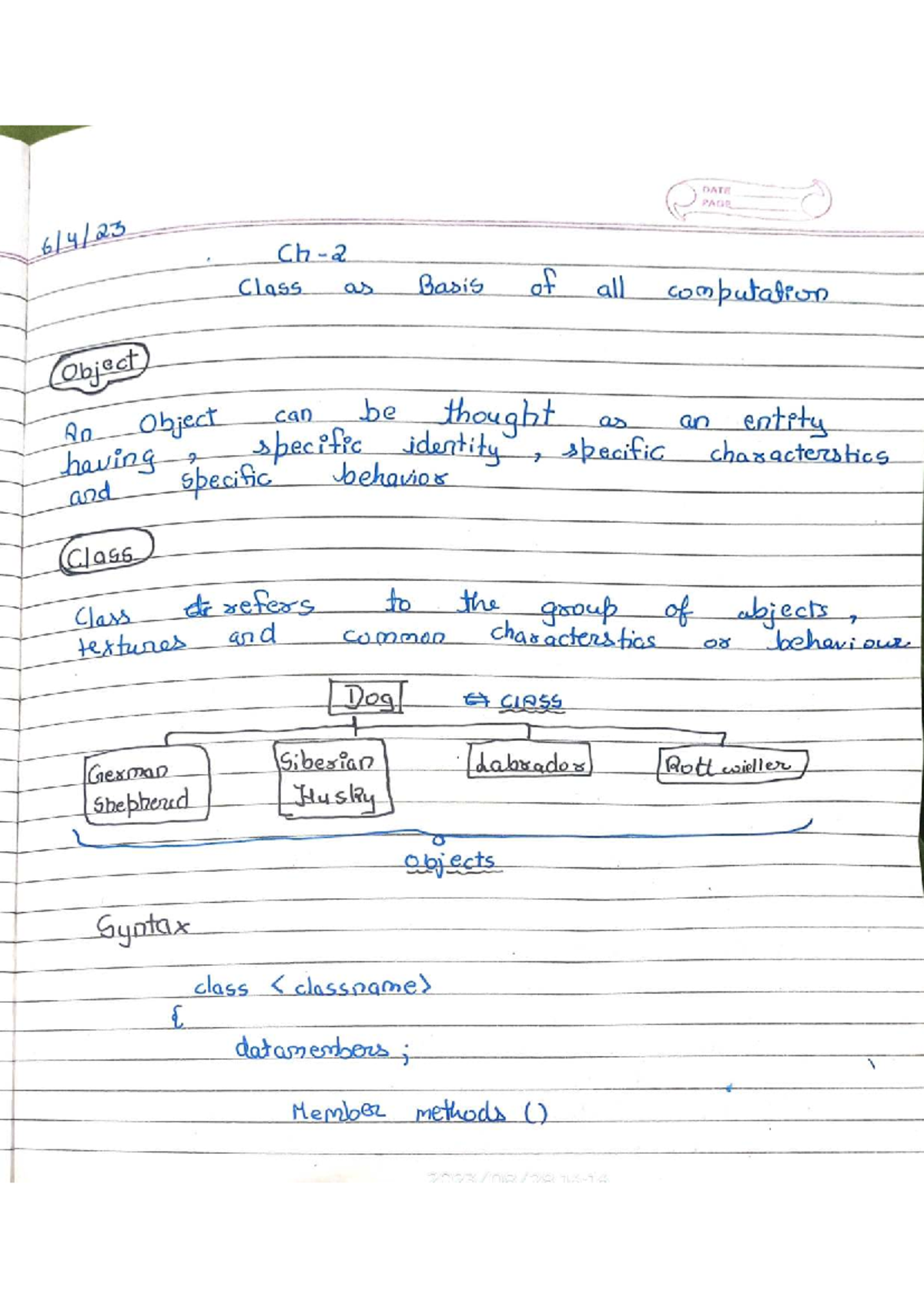 Cs101 Lecture Notes Chapter 2 Class And Object Fundamentals Studocu