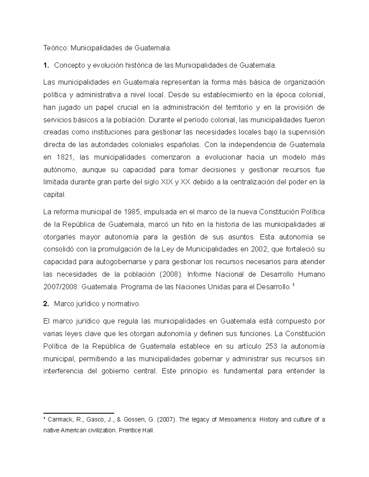 Teórico: Evolución y Estructura de las Municipalidades en Guatemala ...
