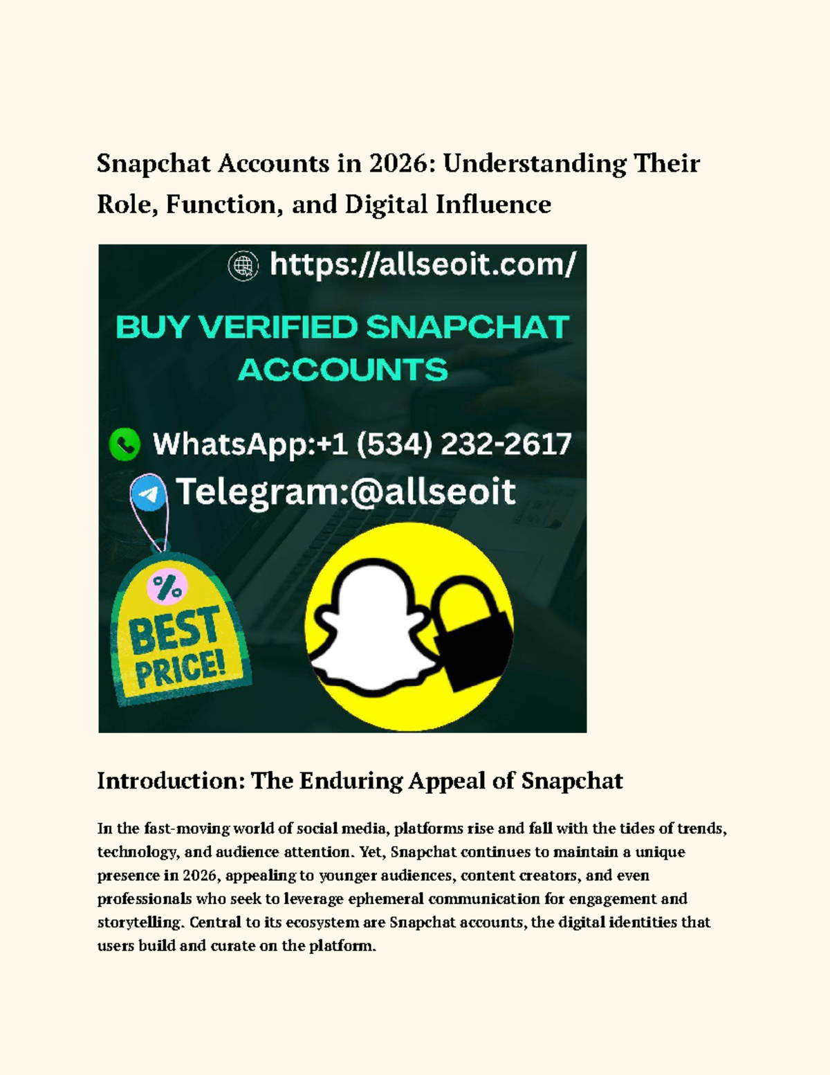 SNAP 2026: The Market for Verified Snapchat Accounts - Studocu