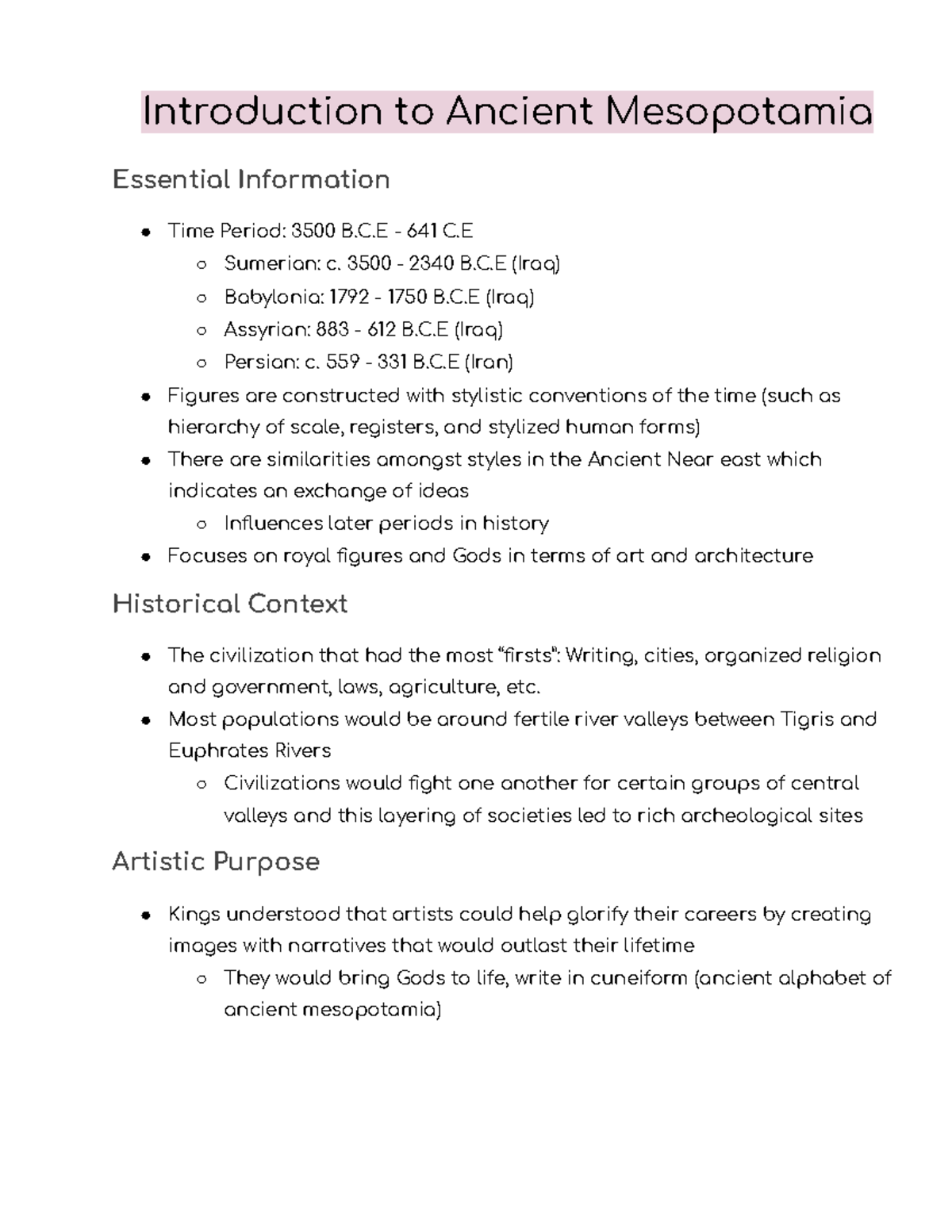 Unit 3 - Ancient Mesopotamia and Persia notes - Introduction to Ancient ...