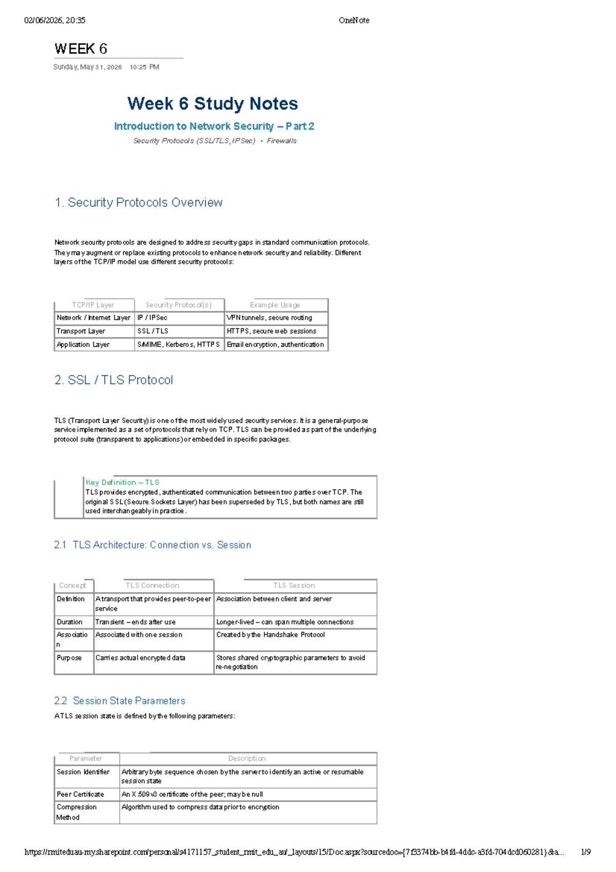 CS Year 2 Sem 1: Week 6 Study Notes on Network Security Protocols - Studocu