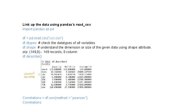 Python Data Description: Using read_csv and Data Analysis Techniques - Studocu