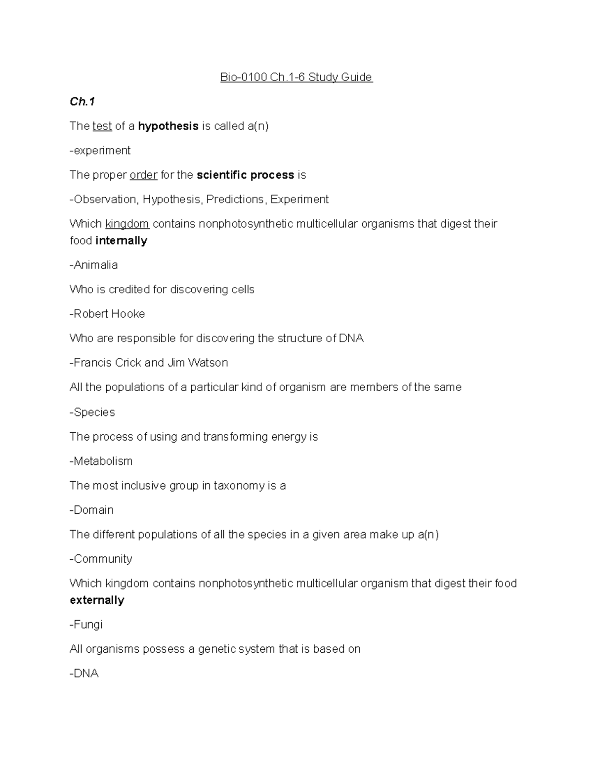 Bio-0100 Study Guide: Cellular Respiration & Photosynthesis - Studocu