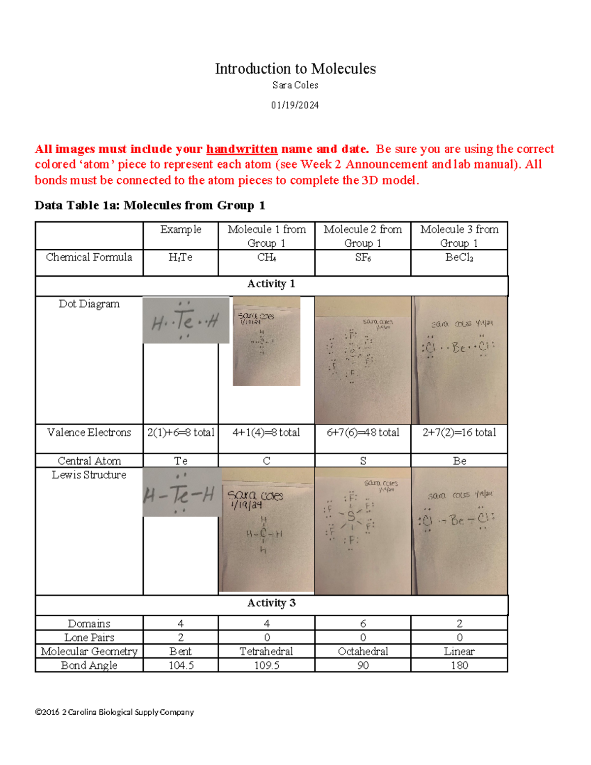 Intro to Molecules Lab Report (CHEM 101) - Dr. Z's Edition - Studocu