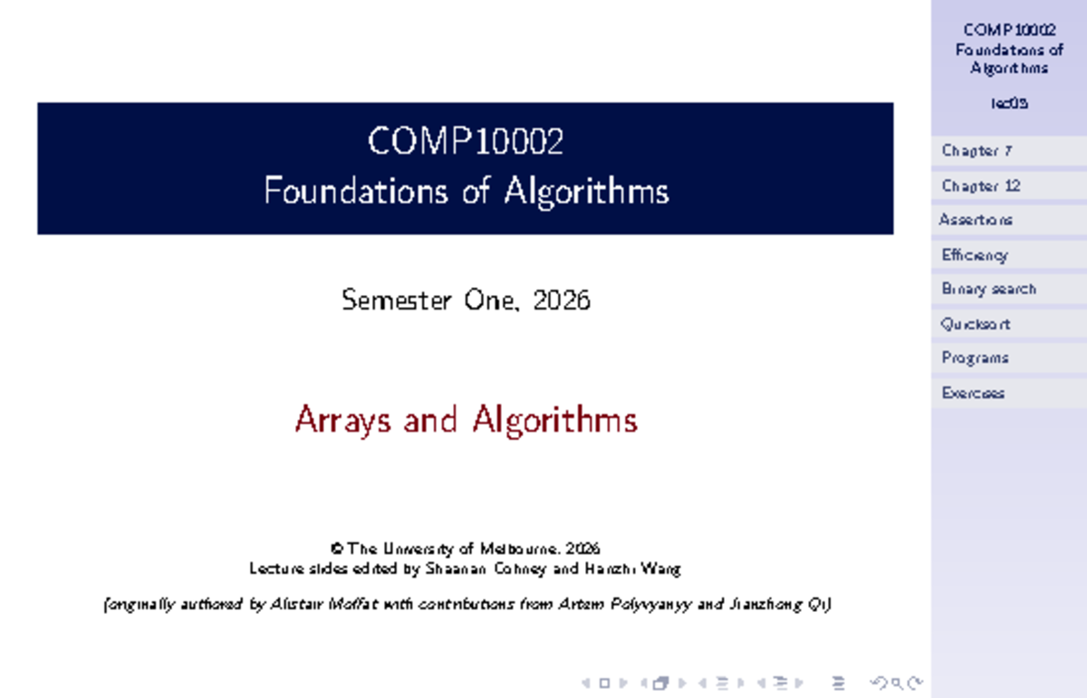 Foundations of Algorithms (FoA) Lec05: Chapter 7 & 12 Overview - Studocu
