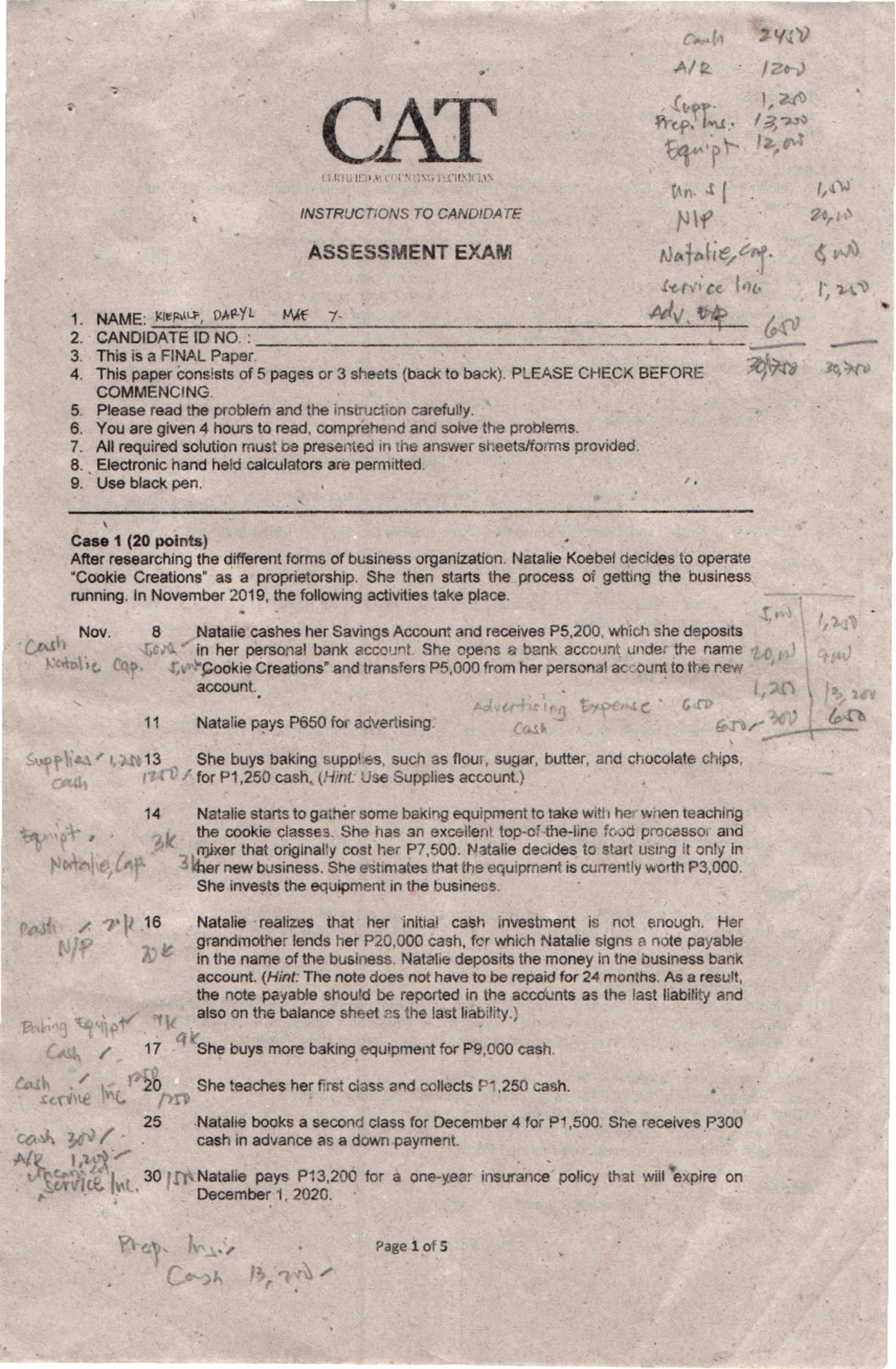 CAT Level 1 Final Exam Reviewer: Accounting Principles and Practices ...