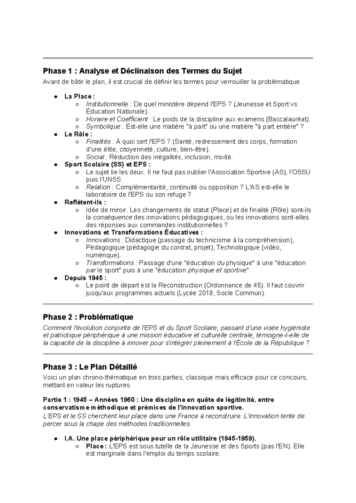 Analyse et Déclinaison des Termes du Sujet en Sport Scolaire et EPS ...