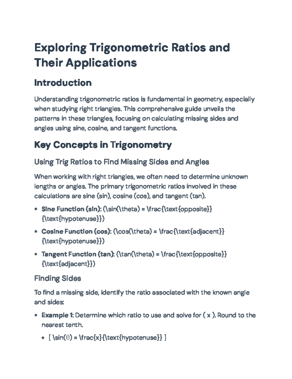 Exploring Trigonometric Ratios and Their Applications in Geometry ...