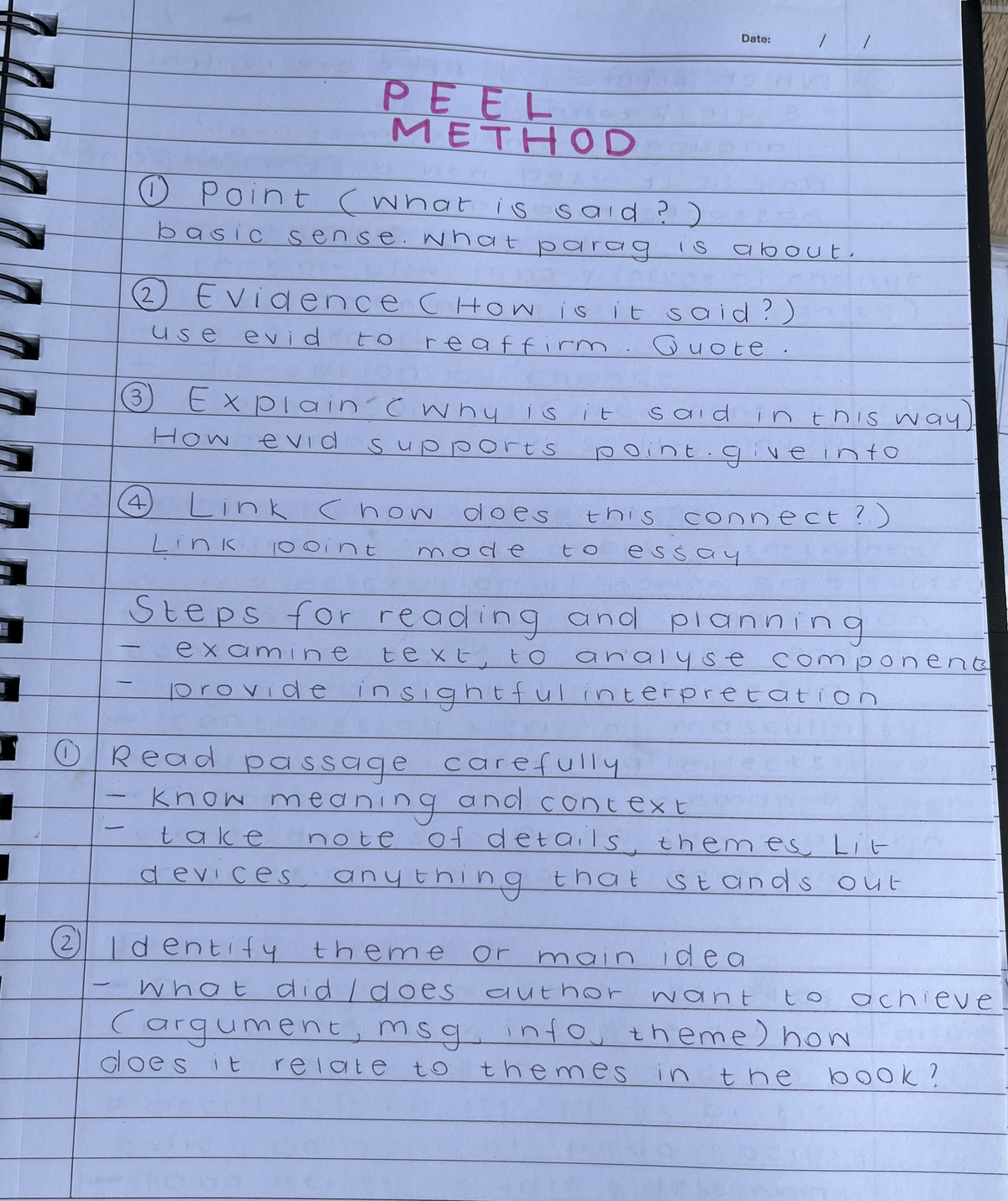 PEEL method - Date: PEEL METHOD I Point ( what is said ? ) basic sense ...