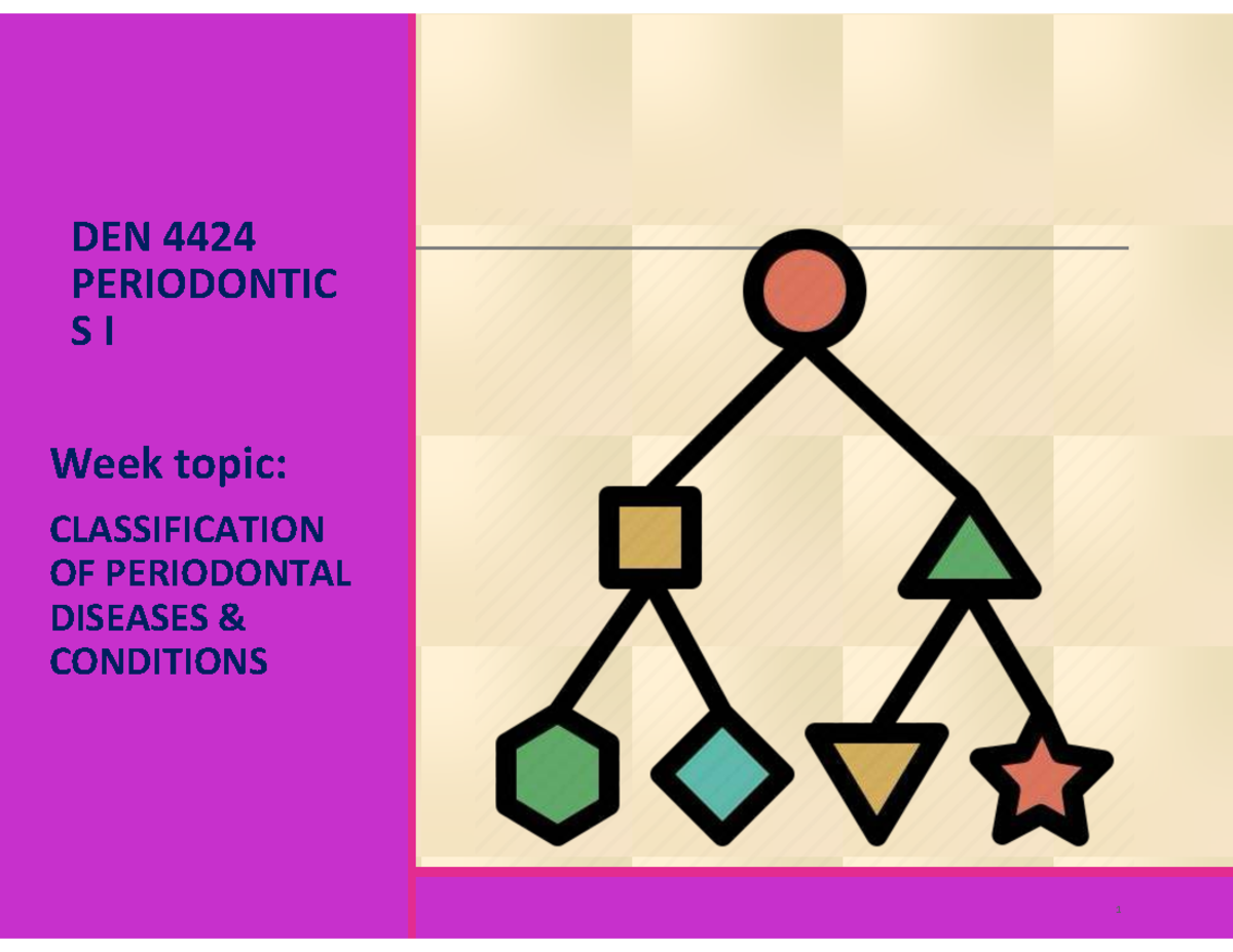 DEN 4424 Week 14: Classification of Periodontal Diseases & Conditions ...