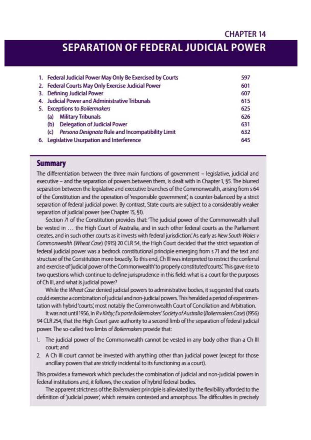 PPL 9A - Chapter 14: Separation of Federal Judicial Power Analysis ...