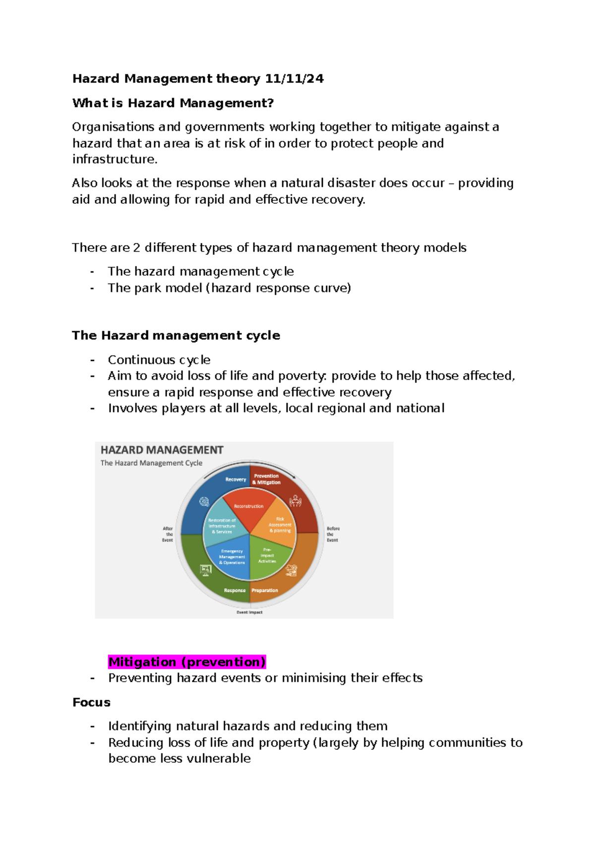 Hazard Management Theory: Overview of Models & Response Strategies ...