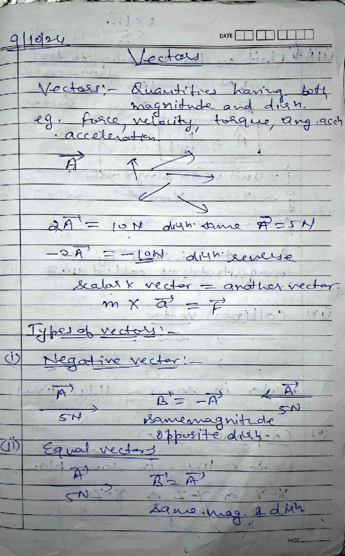 Vectors (XI) - Study Notes for Course DATE - Studocu