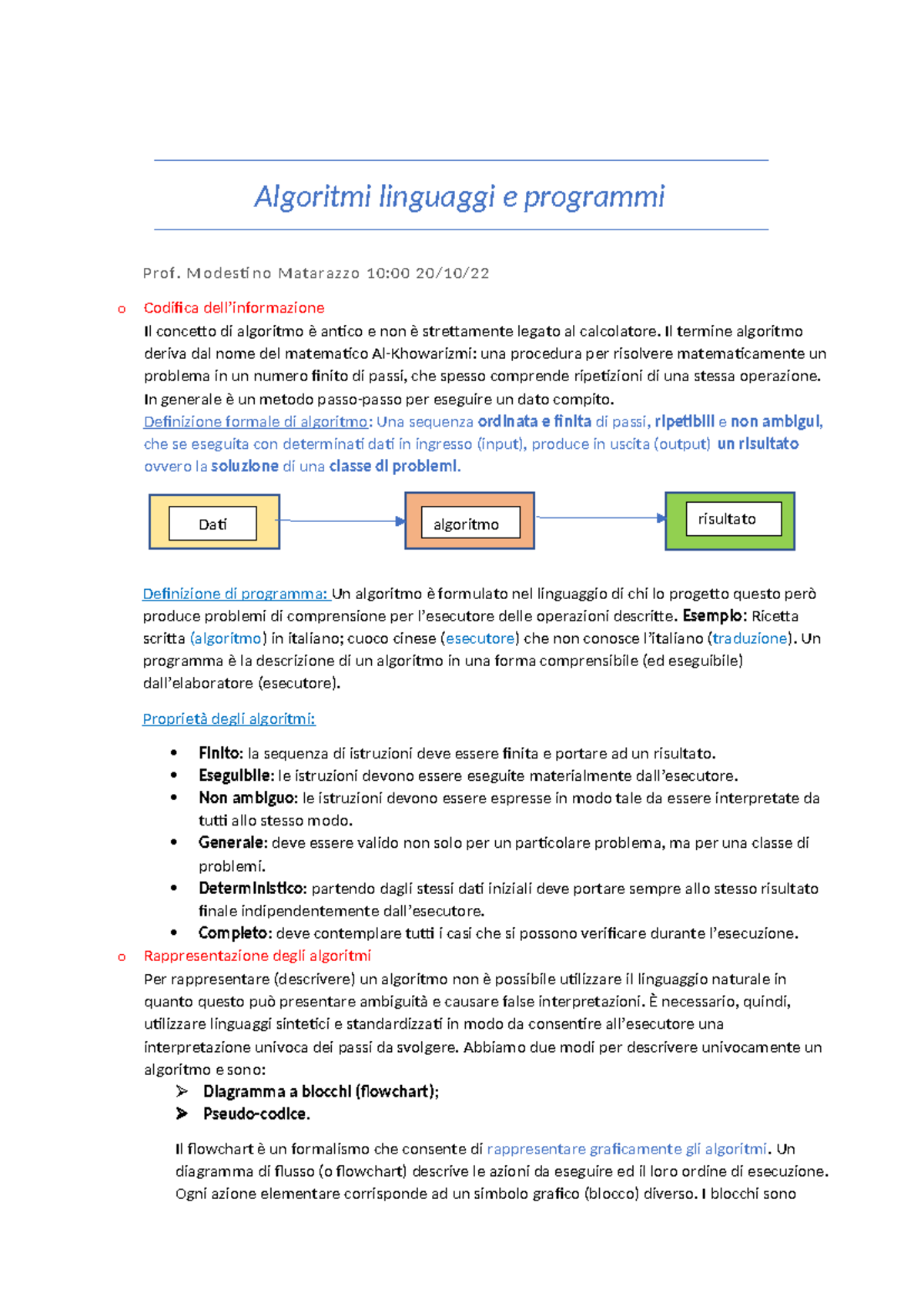 Appunti informatica - Algoritmi linguaggi e programmi Prof. Modesti no ...