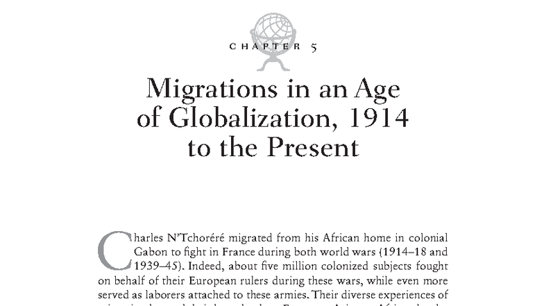 Chapter 5: Migrations in an Age of Globalization (1914-Present) - Studocu
