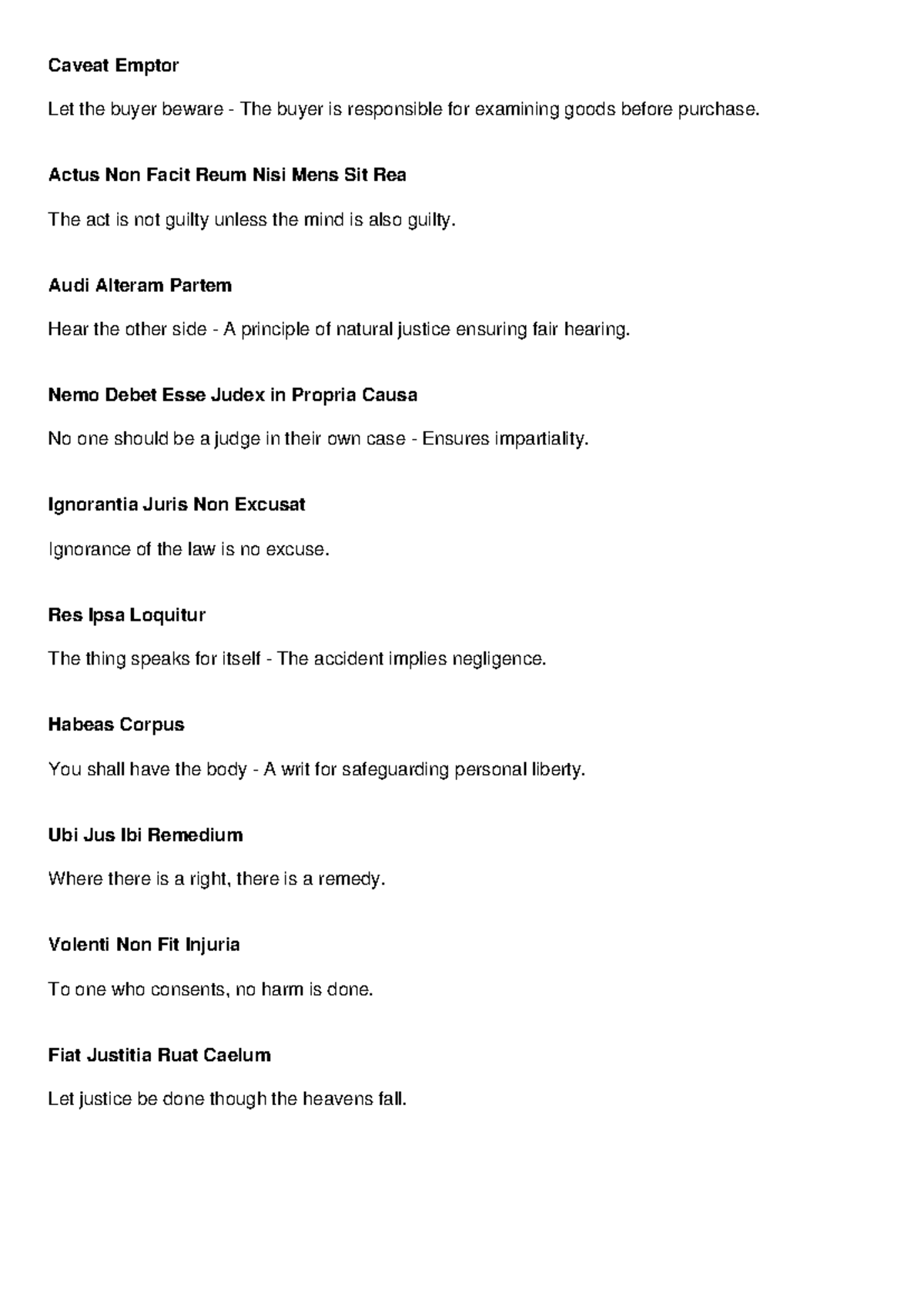 Latin Legal Maxims Flashcards for Law 101 - Studocu