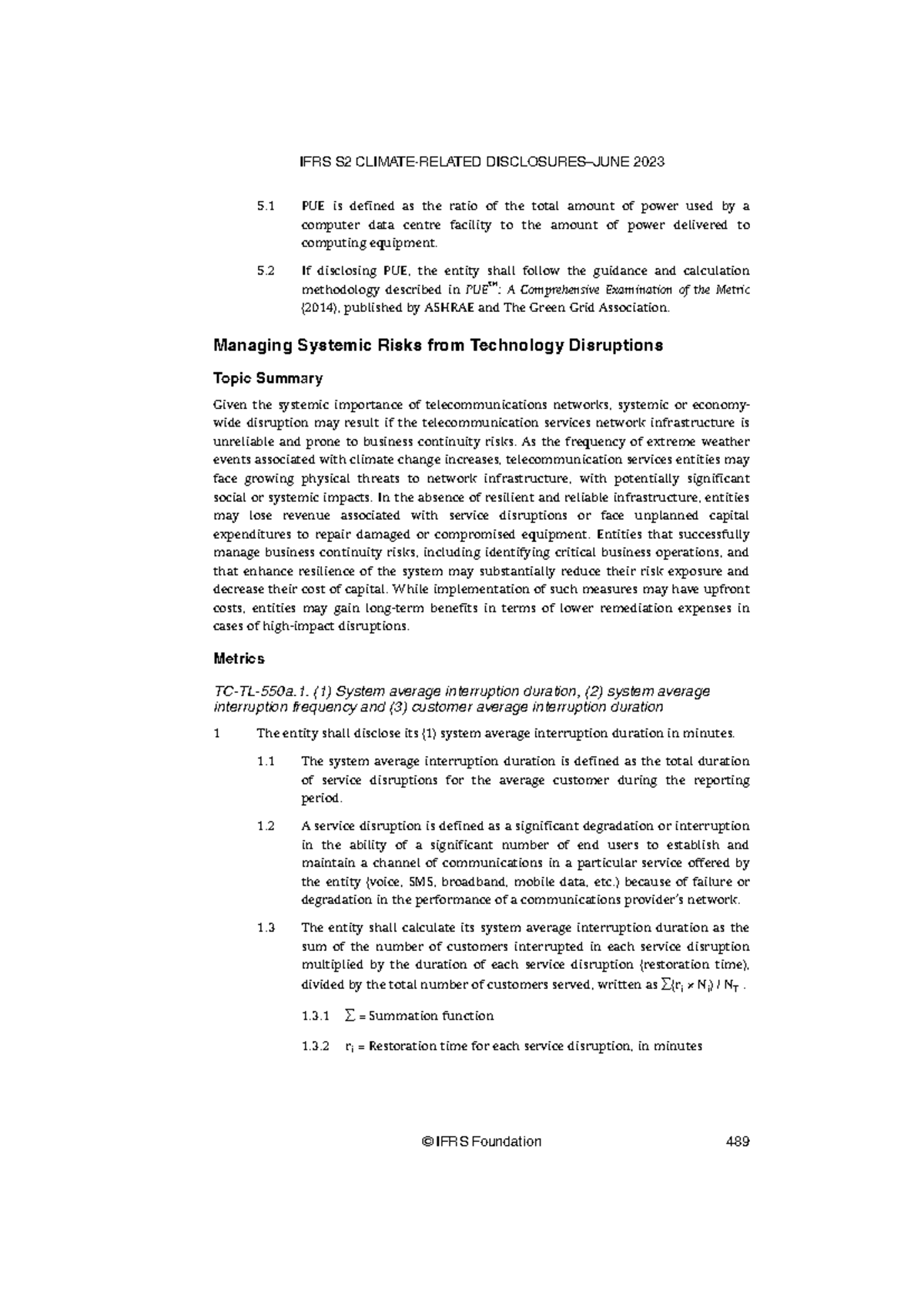 IFRS S2 2023: Greenhouse Gas Emissions & Power Usage Metrics - Studocu