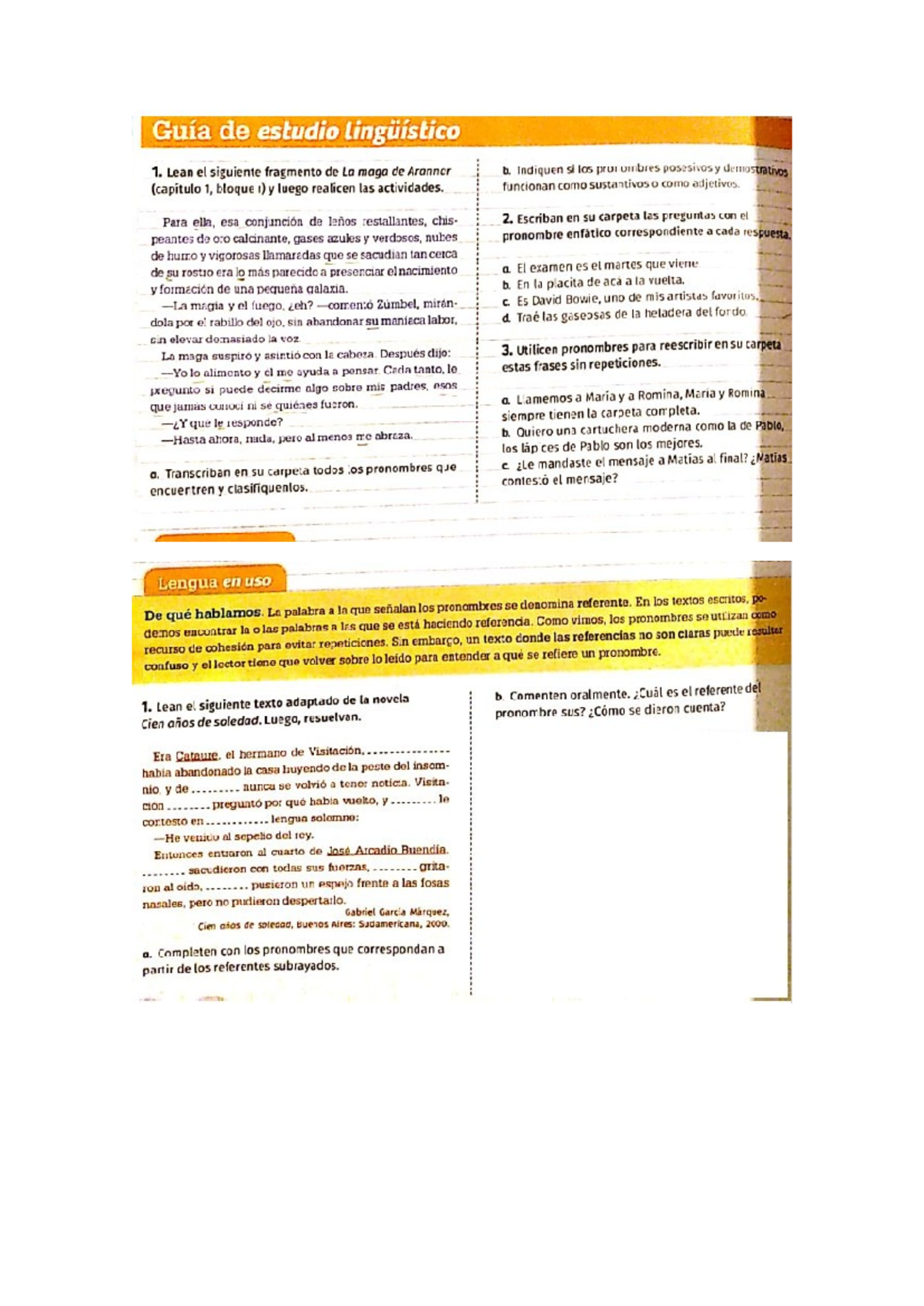 Guía de Estudio: Pronombres en "La maga de Arannar" (Lingüística 1 ...