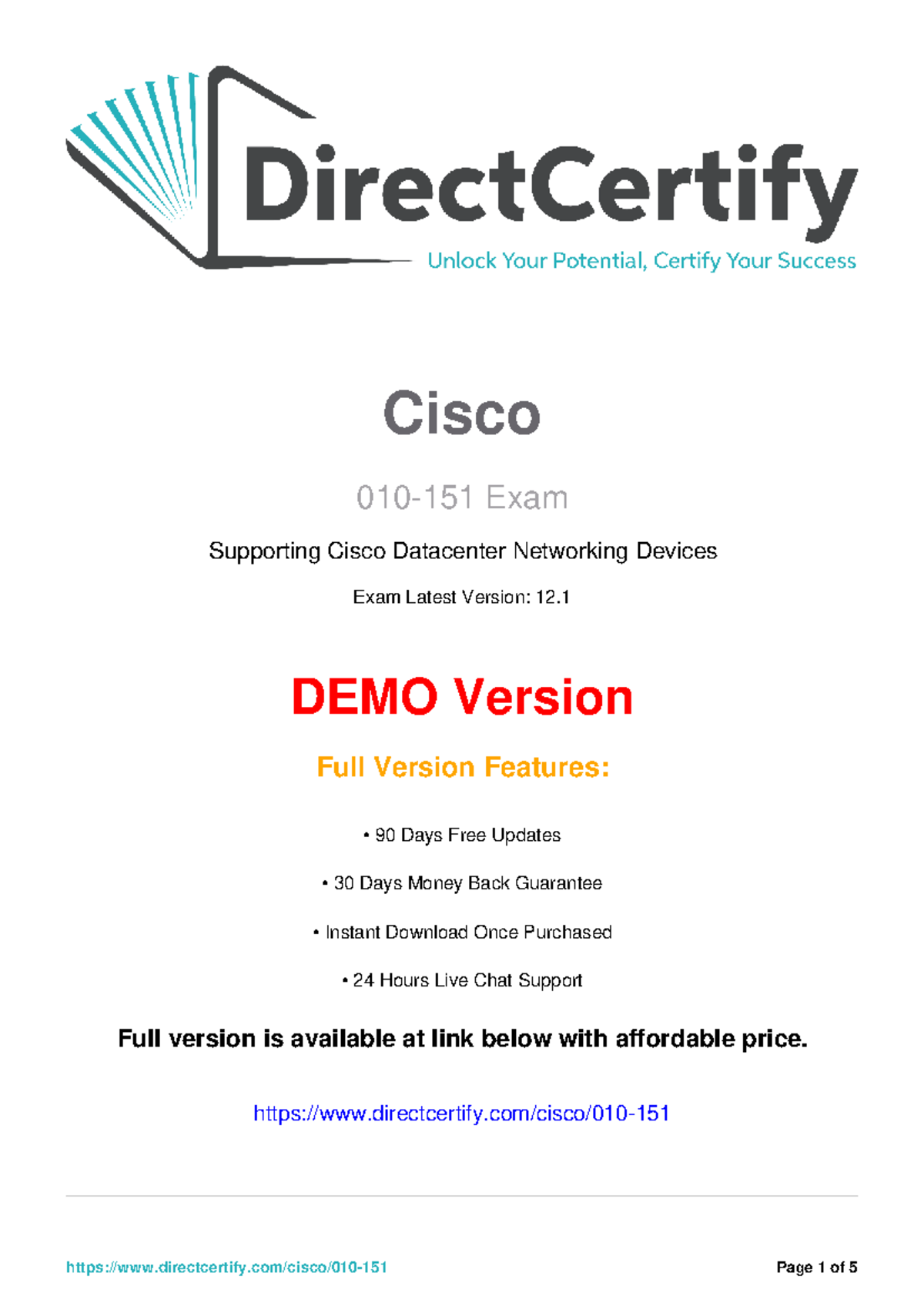 010-151 Demo: Comprehensive Study Guide for Cisco Datacenter Exam - Studocu