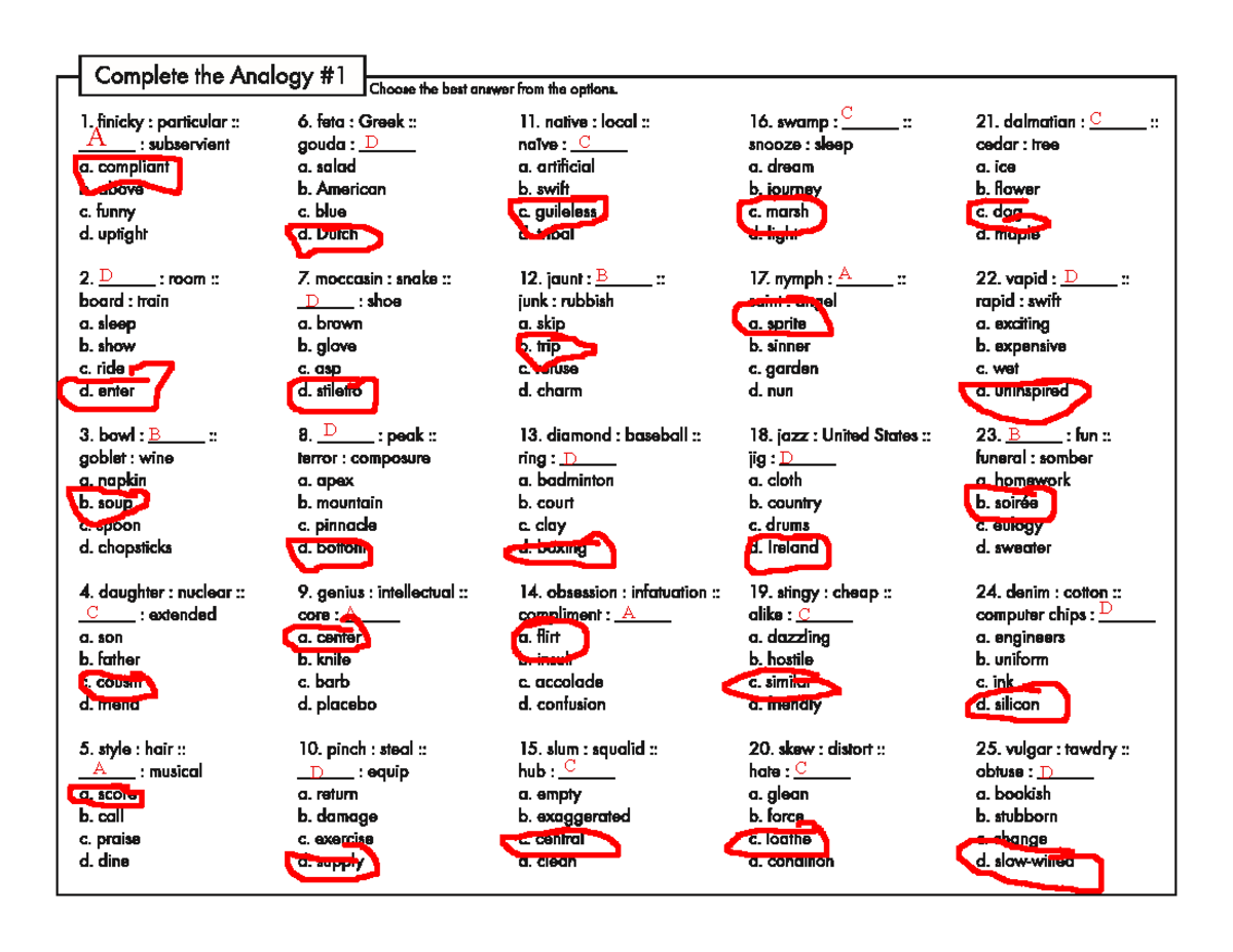 Madison Sauceman - Complete the Analogy #1 - Complete the Analogy # 1 ...