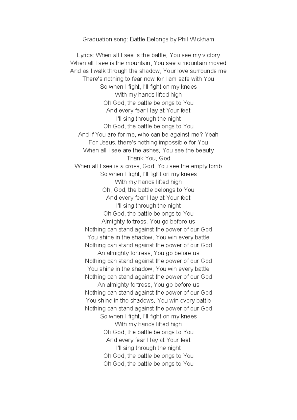 Graduation & Tribute Songs: Lyrics Analysis and Reflection - Studocu