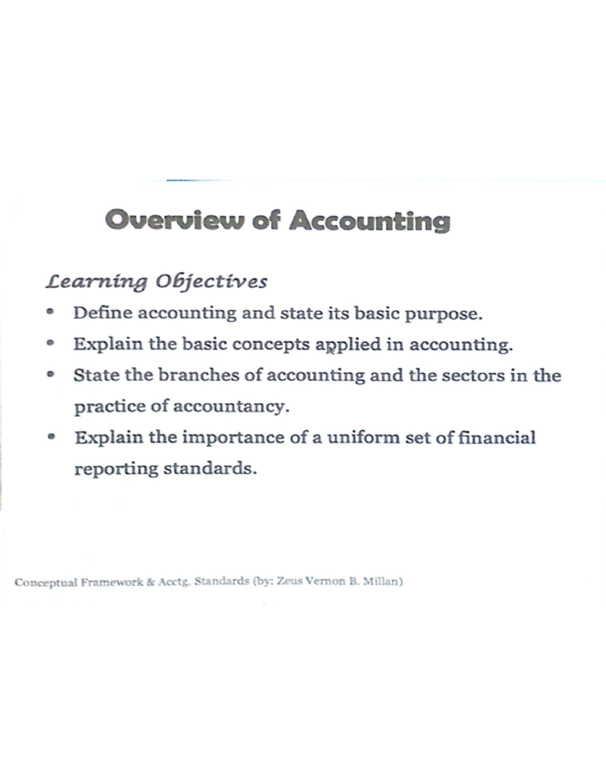 CFAS Overview of Accounting Learning Objectives and Concepts - Studocu