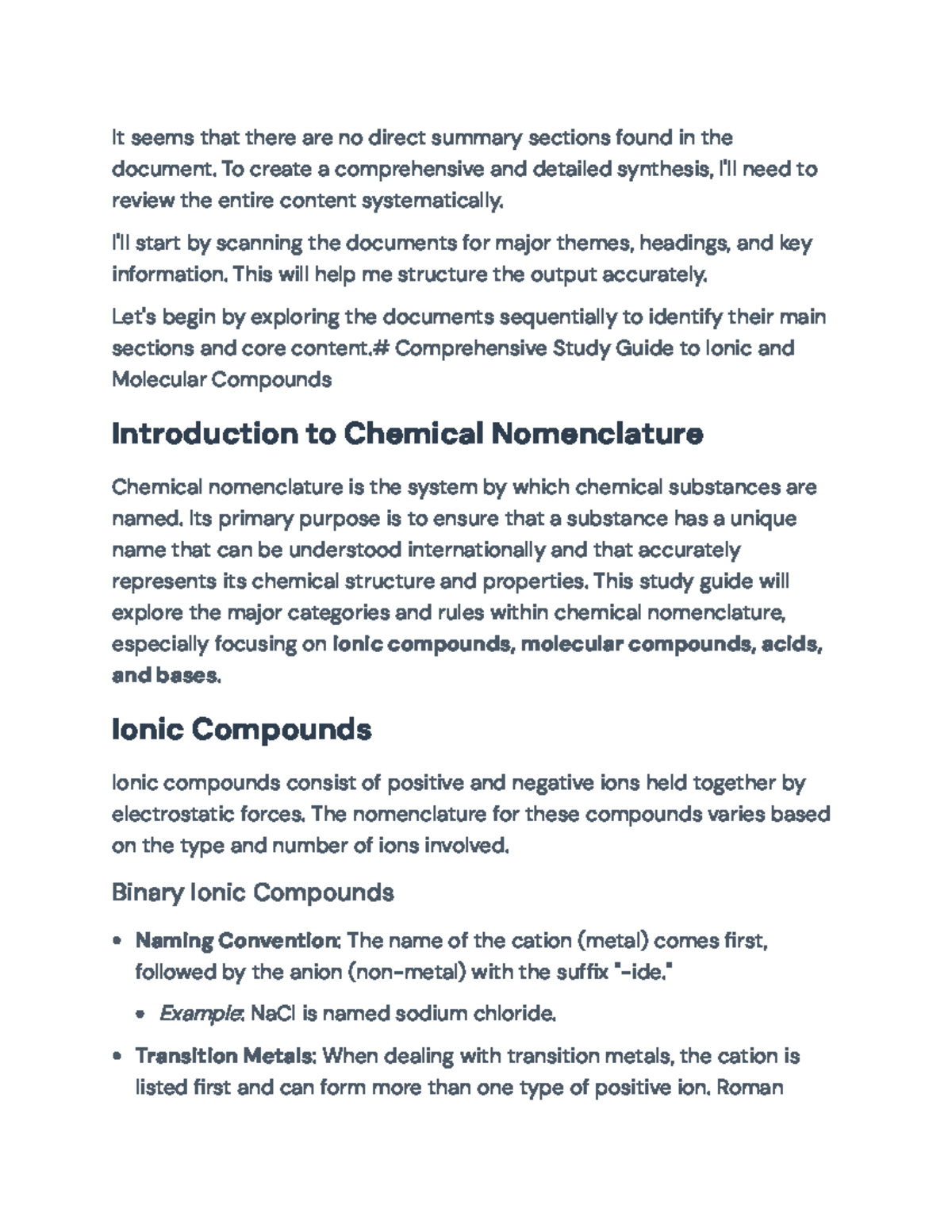 Comprehensive Study Guide on Chemical Nomenclature for Chemistry 101 ...