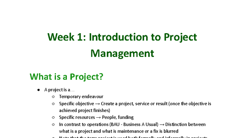 INFS3703 Week 1: Intro to Project Management Concepts and Practices ...