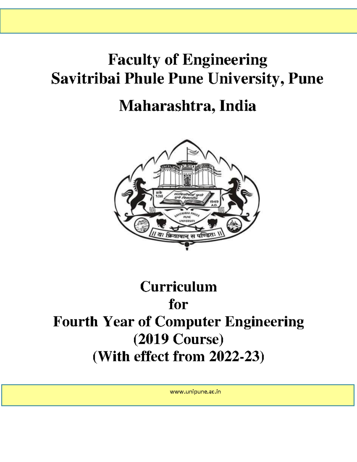 BE Computer Engineering 2019 Pattern - unipune.ac Faculty of Engineering Savitribai Phule Pune ...