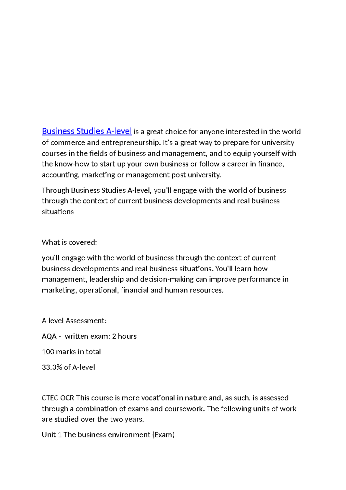 Business Promotion - Business Studies A-level is a great choice for ...