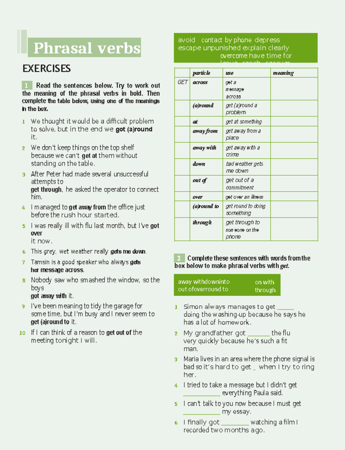 Phrasal Verbs Exercises for English 116: Practice and Application - Studocu