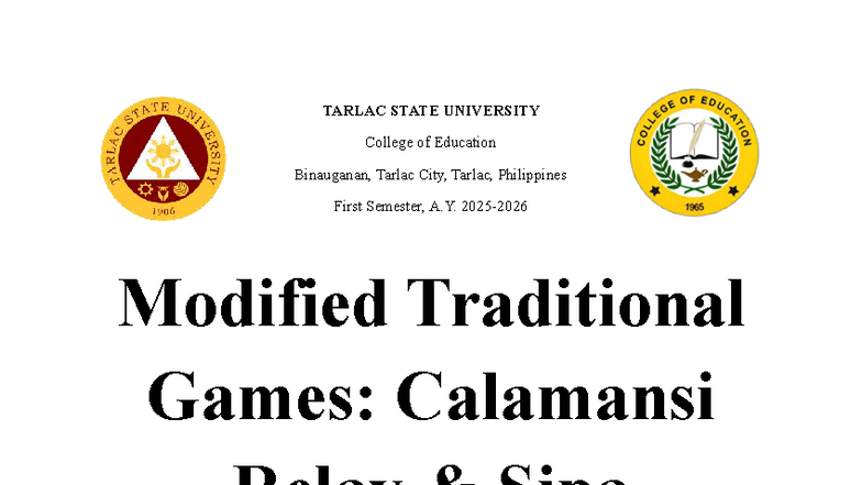 Pathfit 3: Modified Traditional Games - Calamansi Relay & Sipa - Studocu